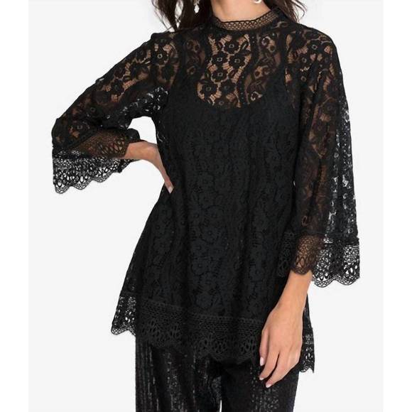 Johnny Was | Tops | New Johnny Was Starlet Lace Blouse Slip In Black ...